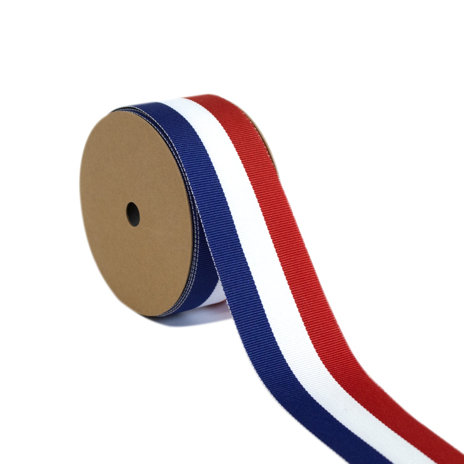 1 1/2" Textured Grosgrain Ribbon | "Tri-Stripe" Red/White/Navy | 25 Ya