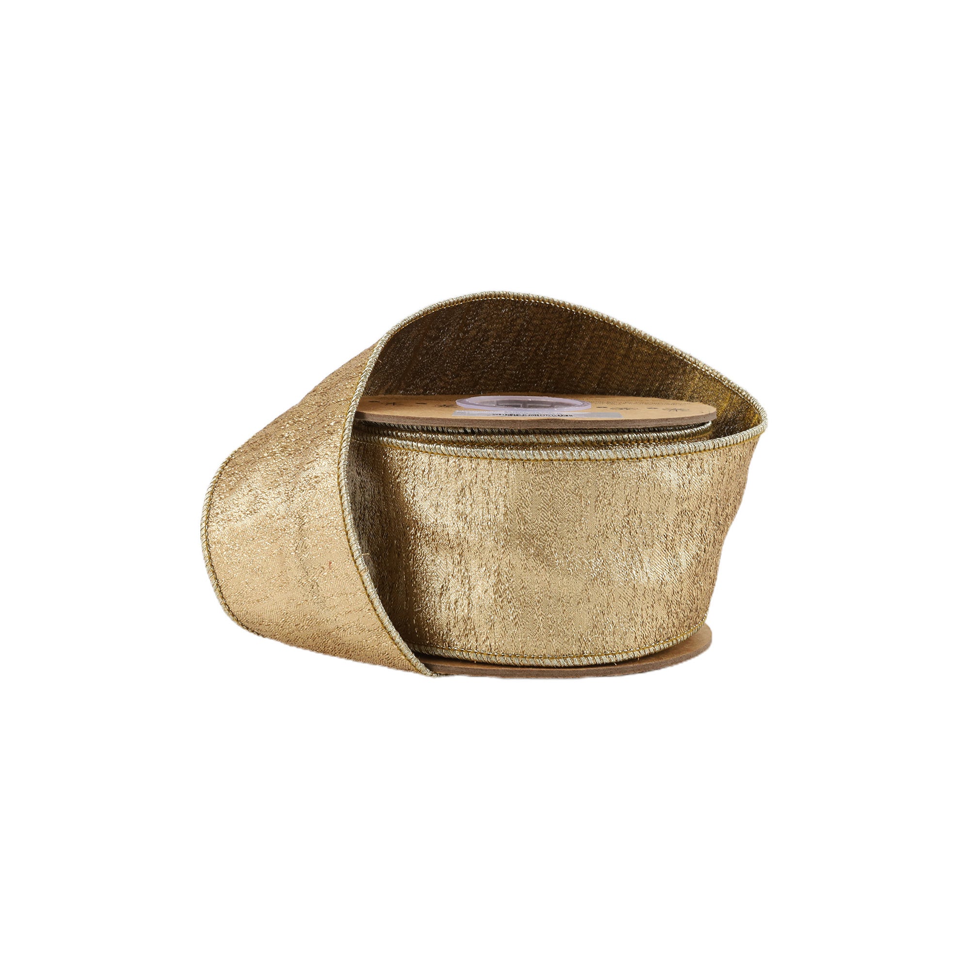 2 1/2" Wired Ribbon | Textured Gold Metallic Tissue Backing | 5 Yard R