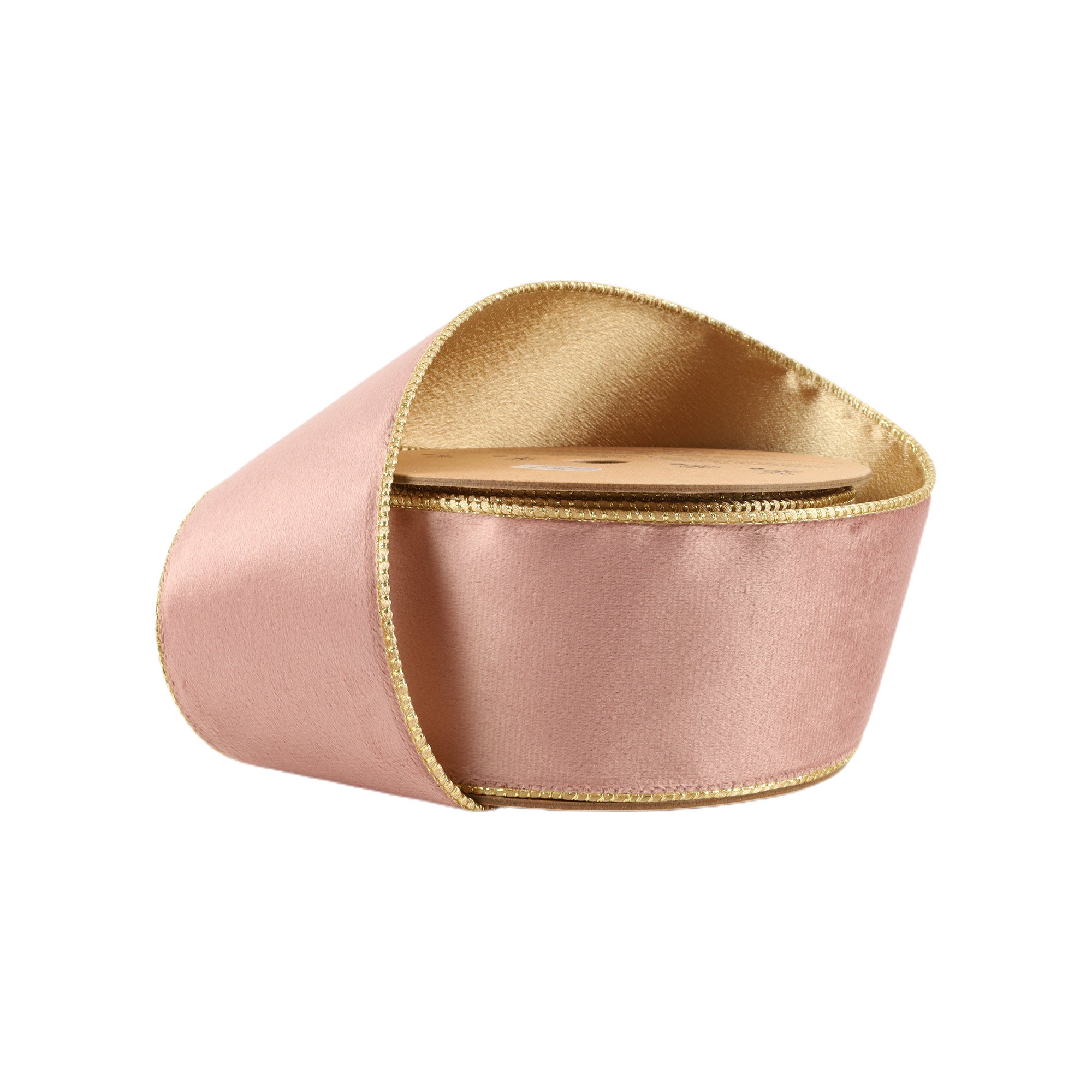 2 1/2" Reversible Classic Velvet Wired Ribbon | Pink/Gold | 10 Yard Ro