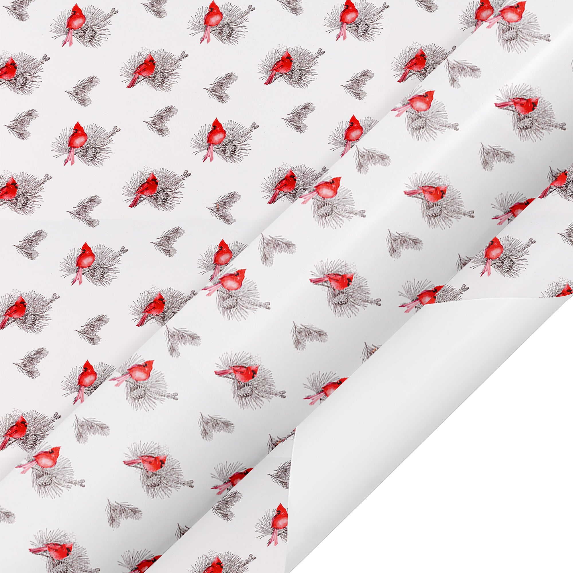 24" x 417' Holiday Wrapping Paper Half Ream | Holiday Cardinal Floral