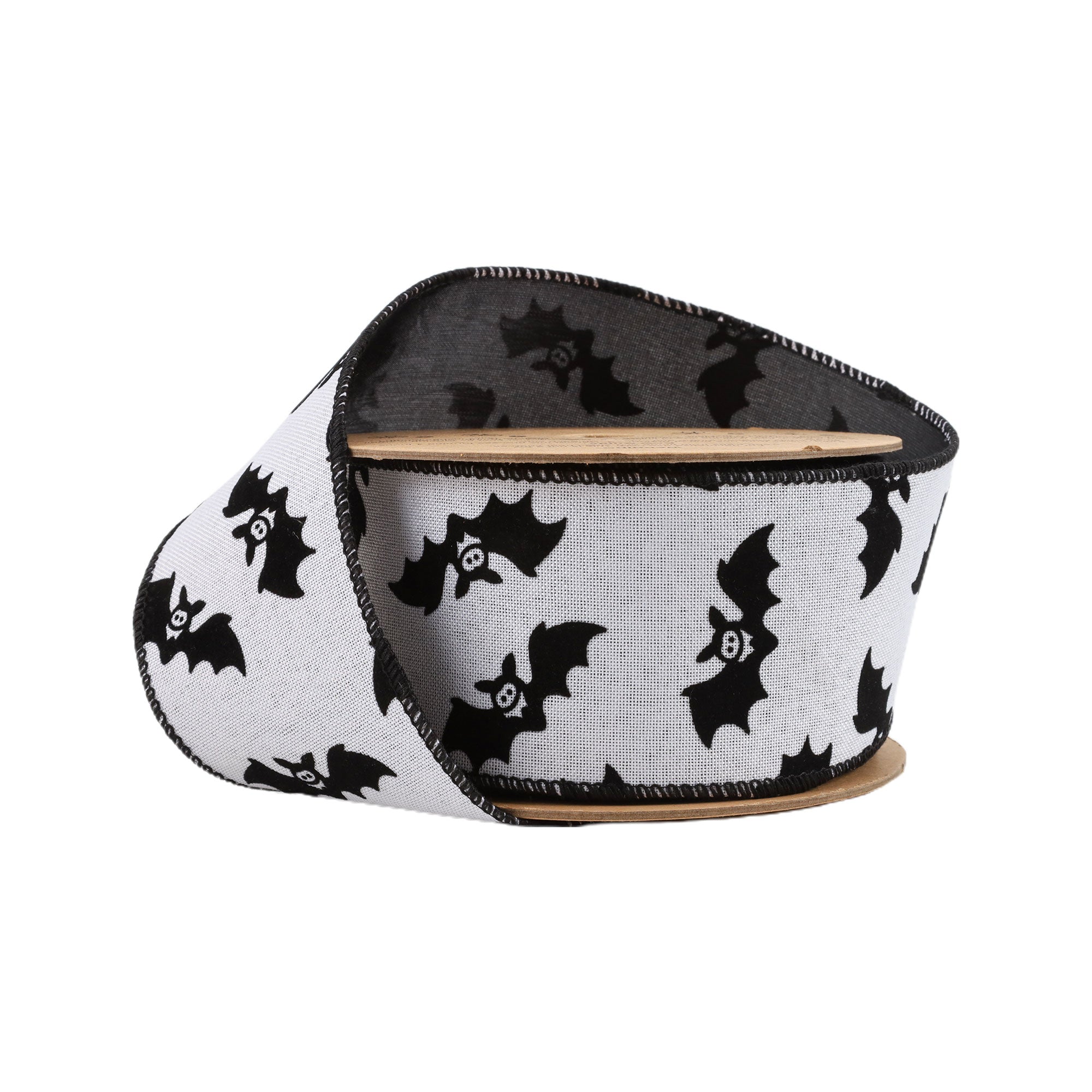 2 1/2" Wired Ribbon | Glittered Bats w/ Black Backing | 10 Yard Roll